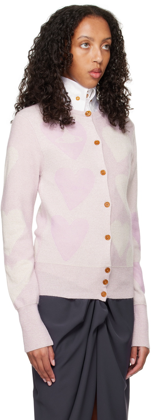 Vivienne Westwood Purple & Off-White Hearts Cardigan Vivienne Westwood