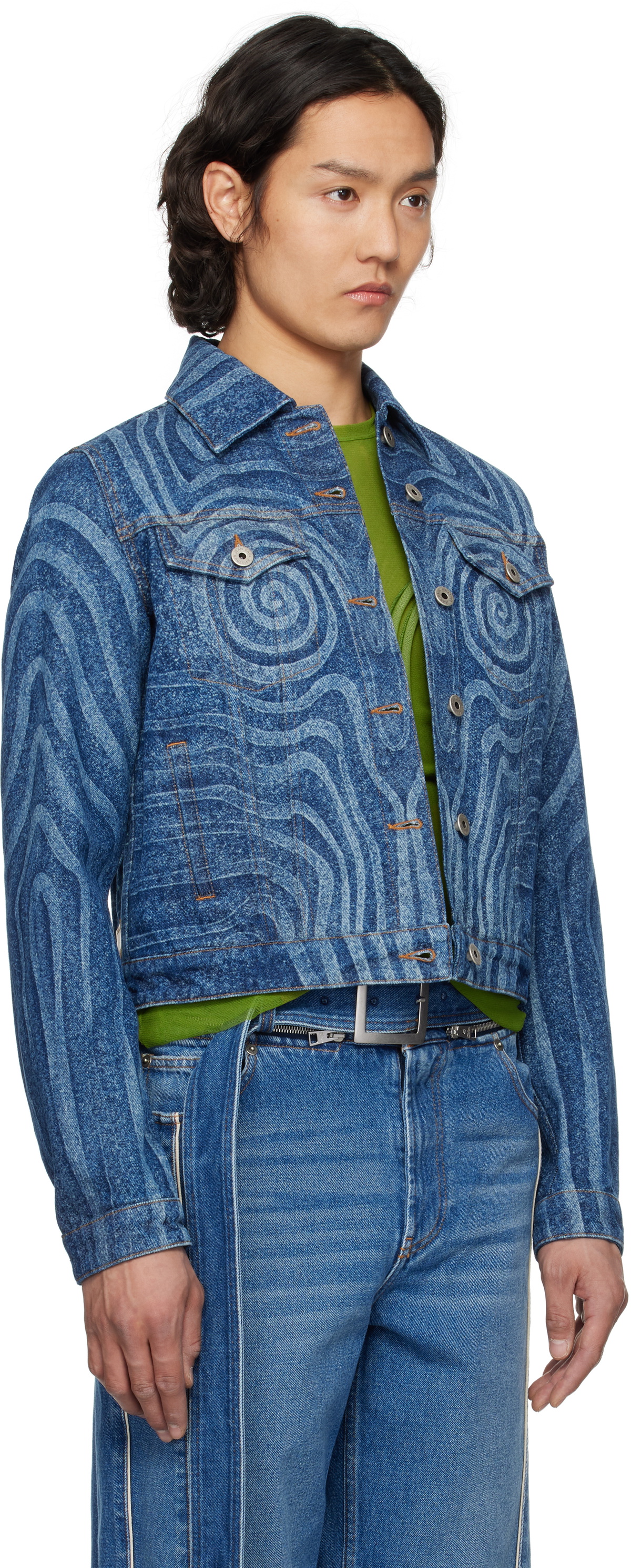 Jean Paul Gaultier Blue Spiral Denim Jacket Jean Paul Gaultier