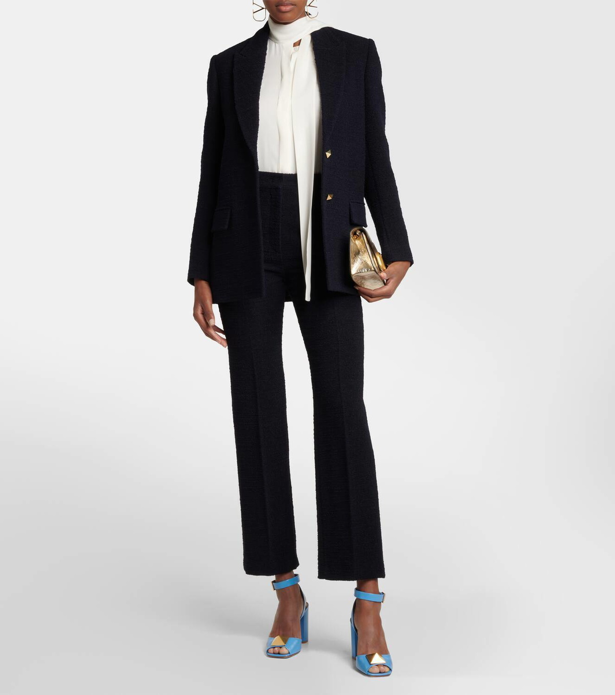 Valentino Rockstud wool-blend tweed blazer Valentino