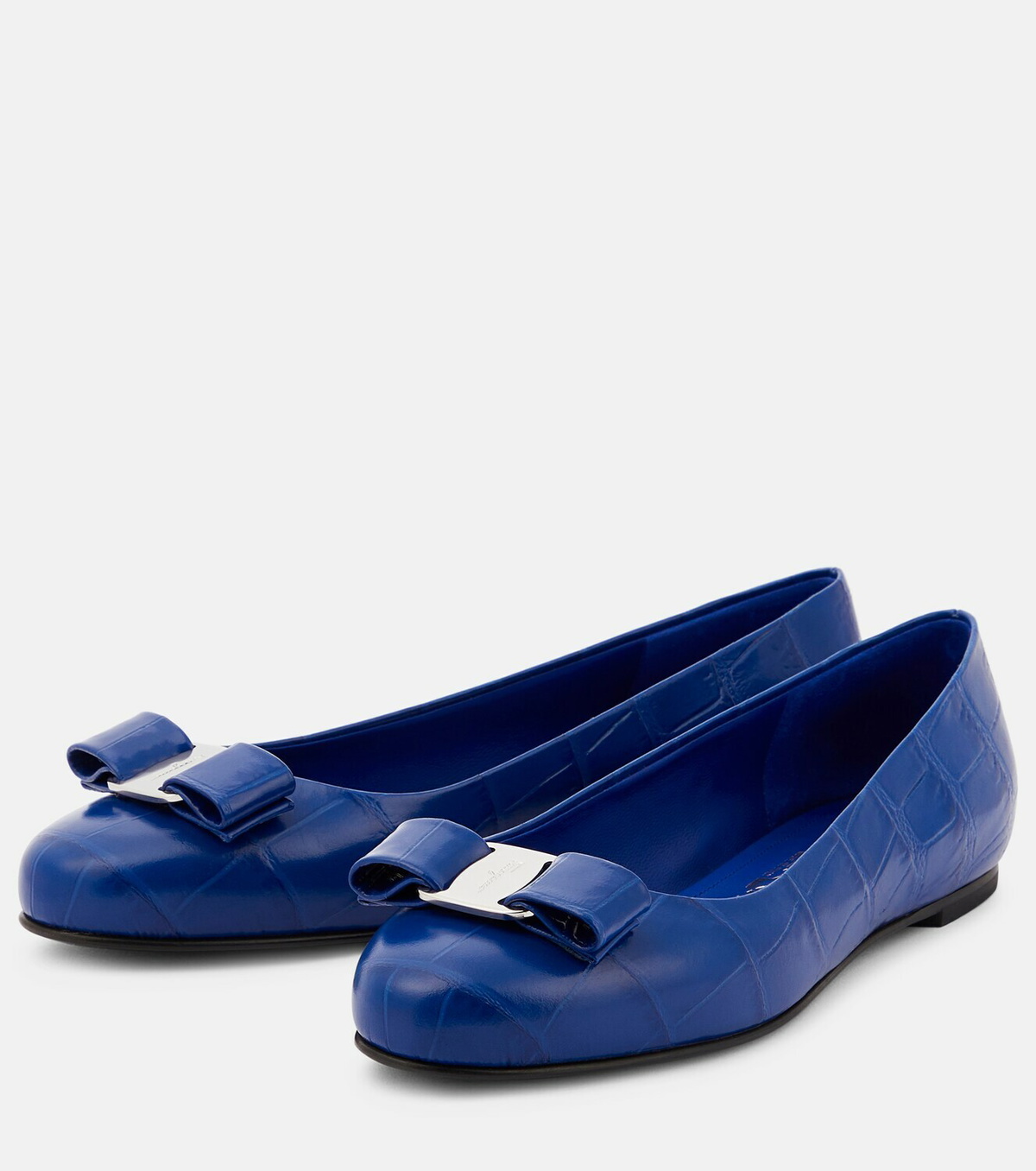 Ferragamo Vara Bow croc-effect leather ballet flats Salvatore Ferragamo