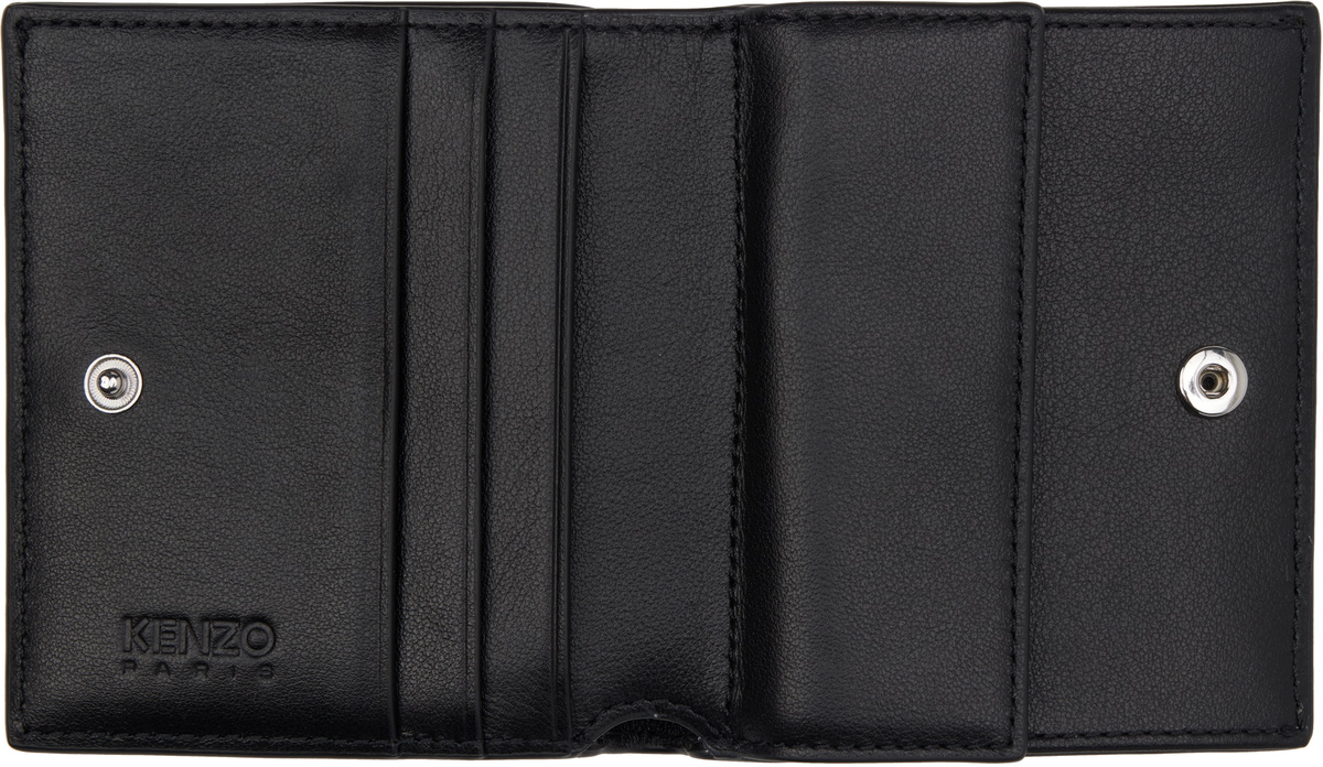 Kenzo Black Kenzo Paris 'Kenzo Varsity' Leather Mini Fold Wallet Kenzo
