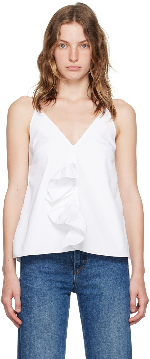 BITE White Multi Slit Frill Tank Top BITE