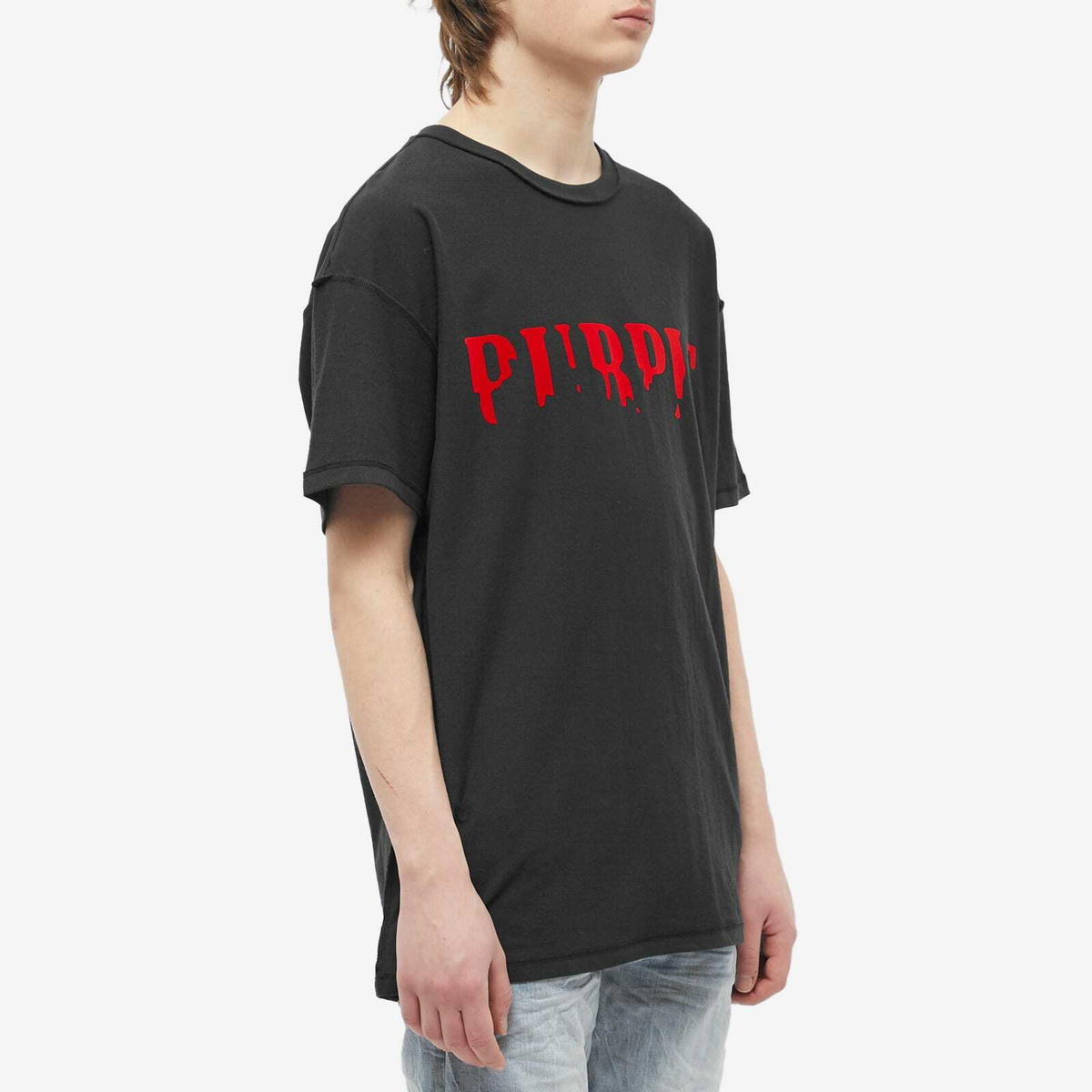 Purple Brand Men's Textured Inside Out T-Shirt in Black Purple Brand