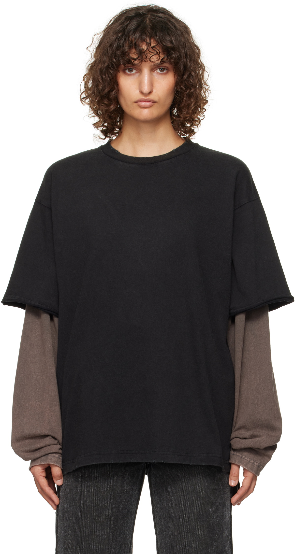 We11done Black & Gray Layered T-shirt We11done