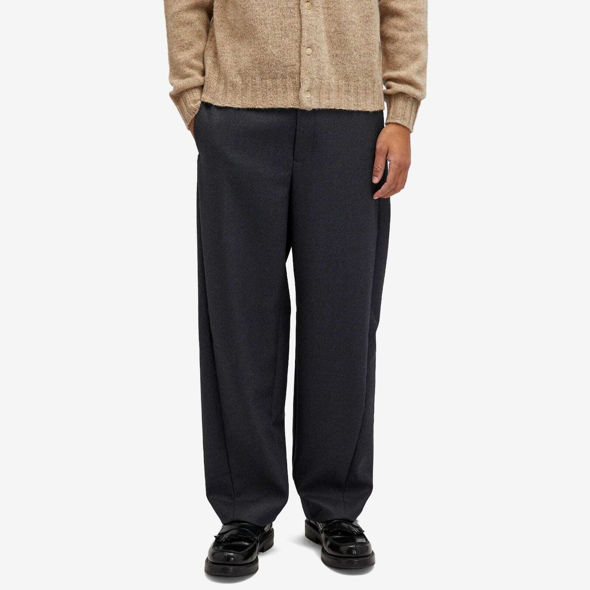 Auralee Men's Light Wool Slacks in Top Charcoal Auralee