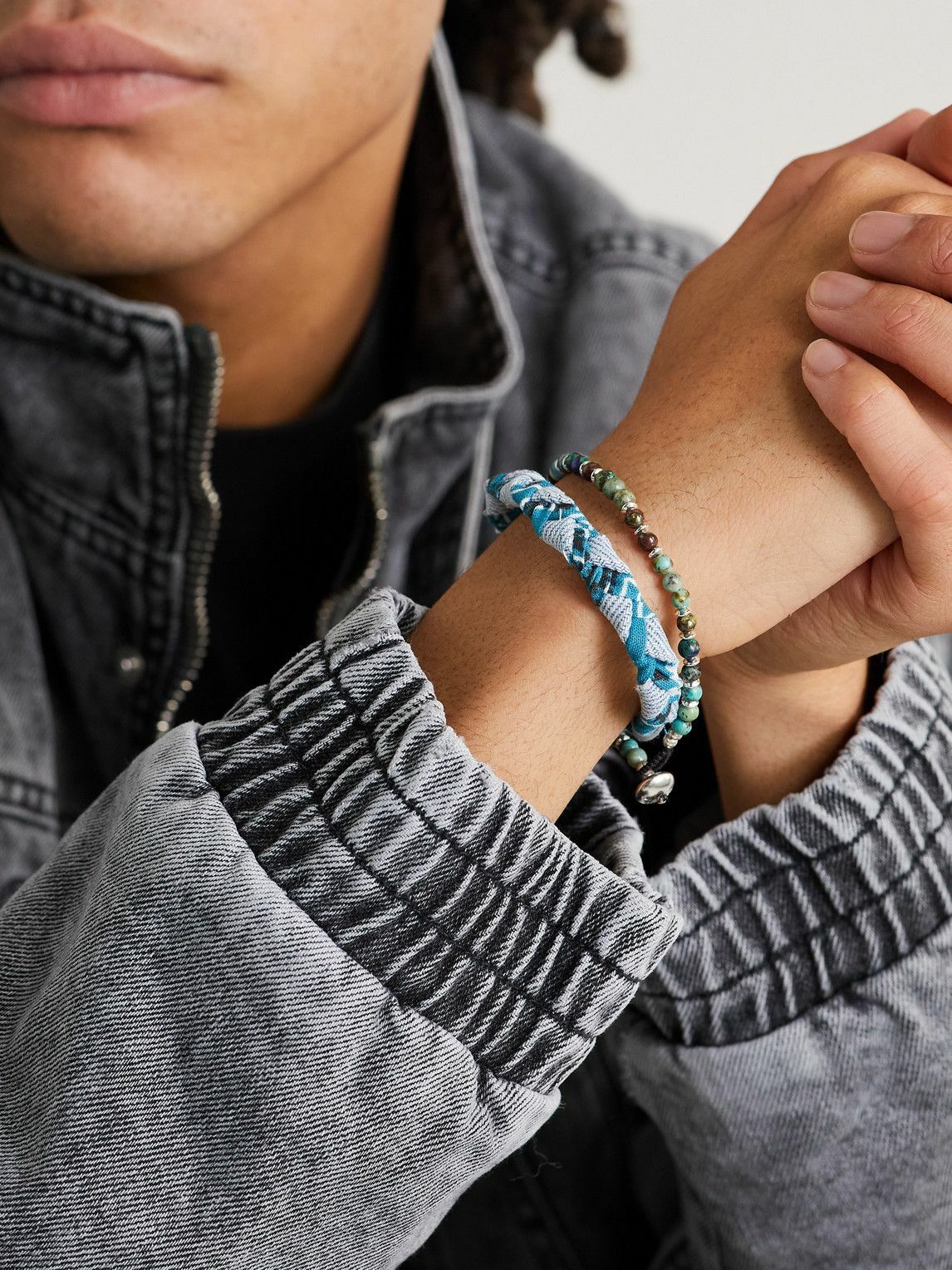 Mikia - Turquoise Silver Beaded Bracelet - Green Mikia