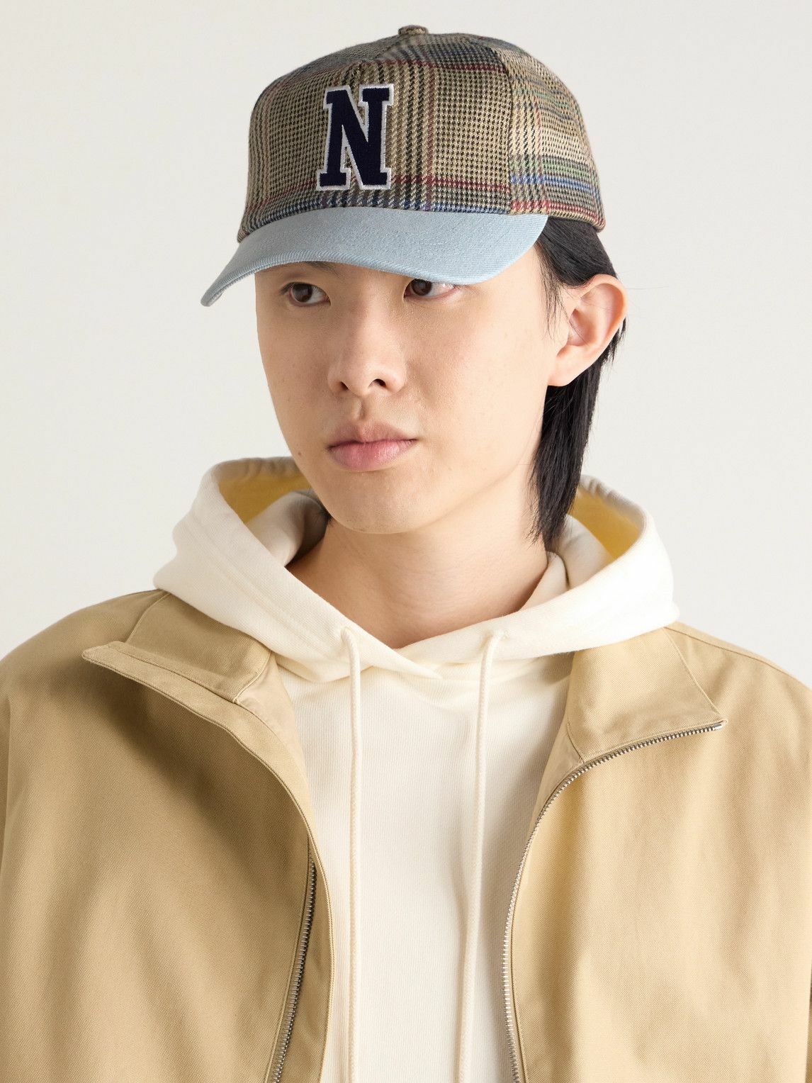Noah - Logo-Embroidered Checked Linen Baseball Cap Noah NYC