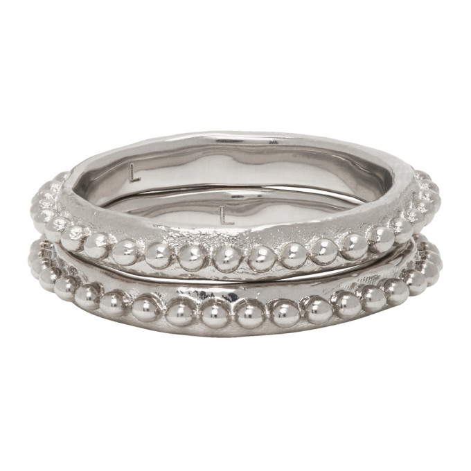 Givenchy Silver Small Beaded Ring Set Givenchy