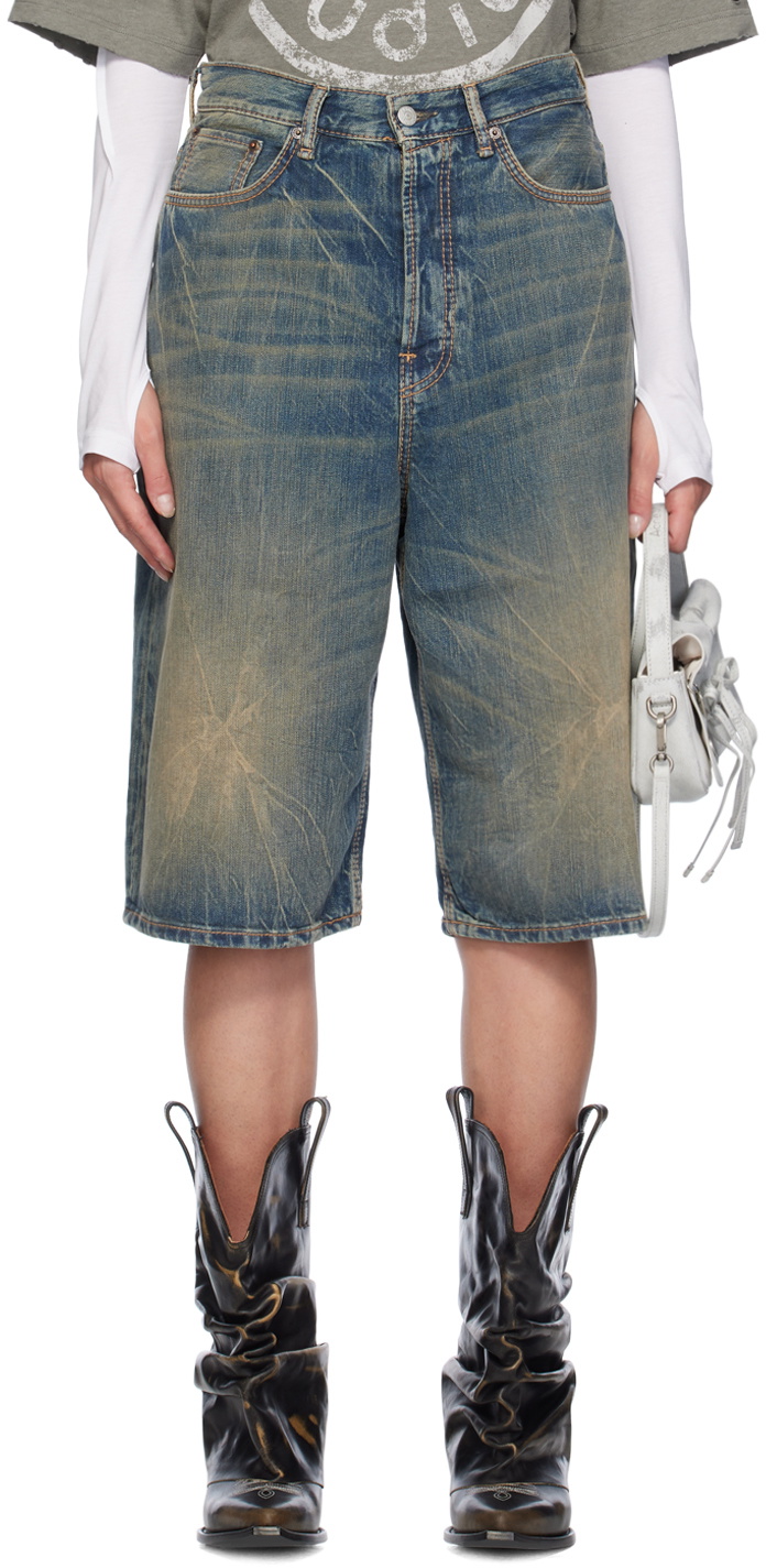 Acne Studios Blue Faded Denim Shorts Acne Studios
