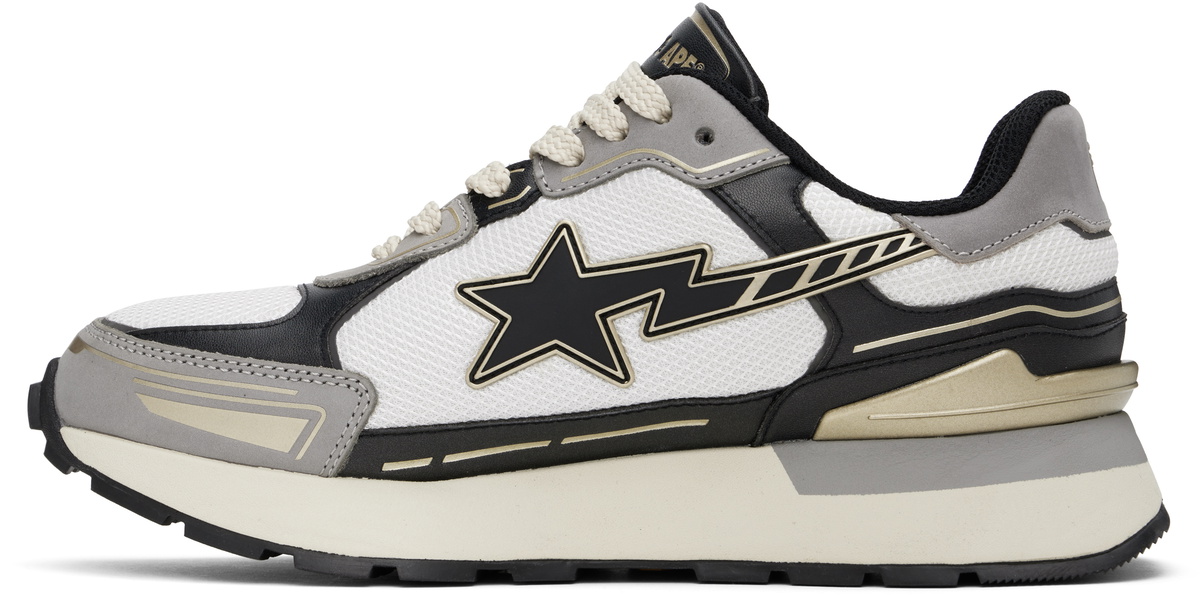 BAPE White & Black CROSS STA Sneakers A Bathing Ape