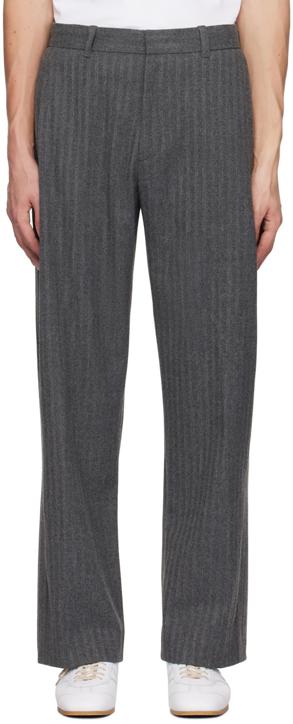 Solid Homme Gray Pleated Trousers Solid Homme