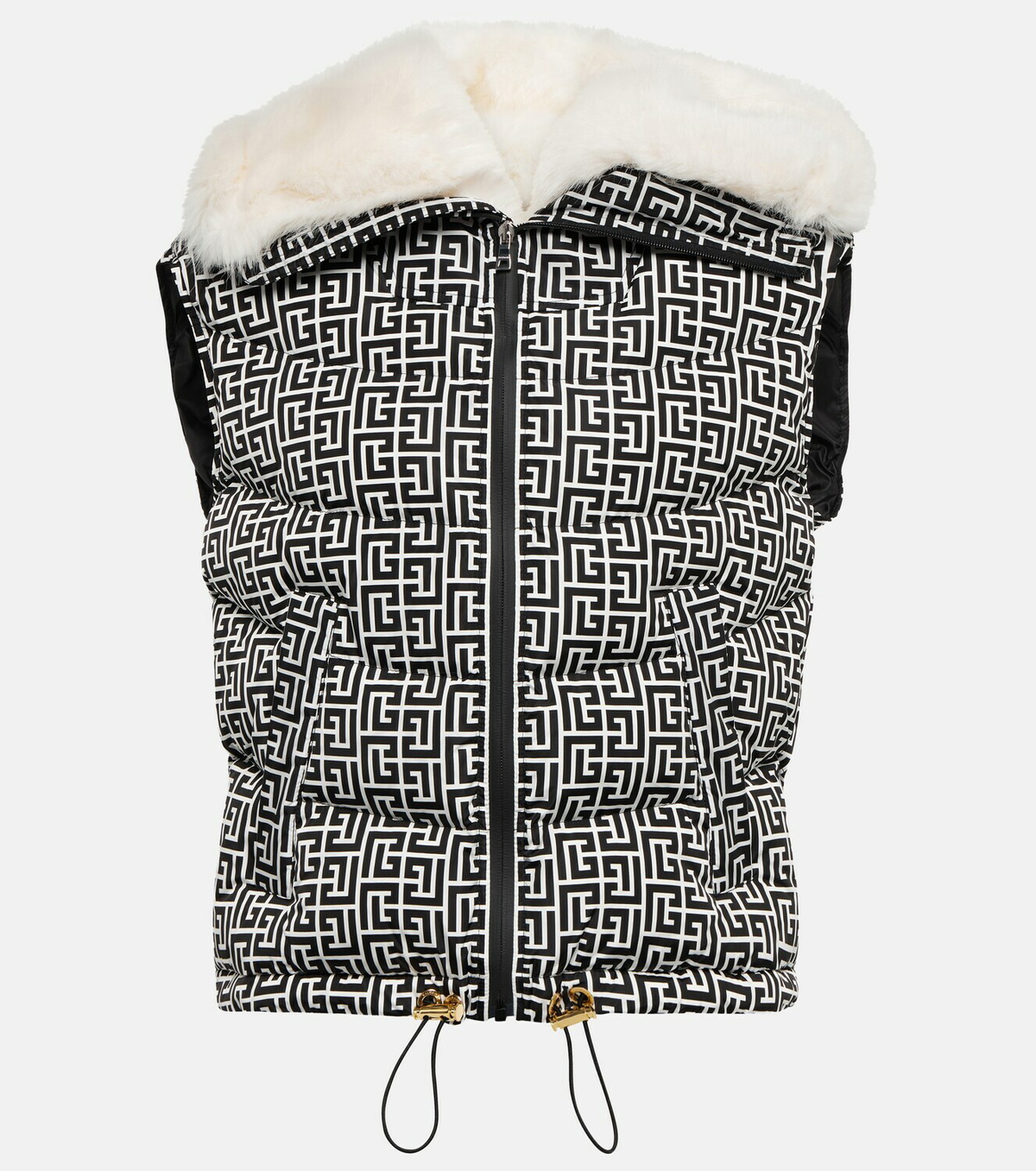 Balmain - Monogram faux fur-trimmed vest Balmain