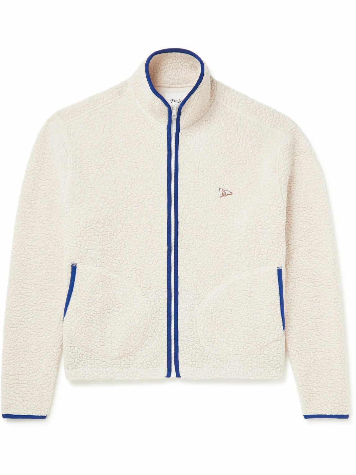 Drake's - Logo-Embroidered Wool-Blend Fleece Jacket - Neutrals Drake's