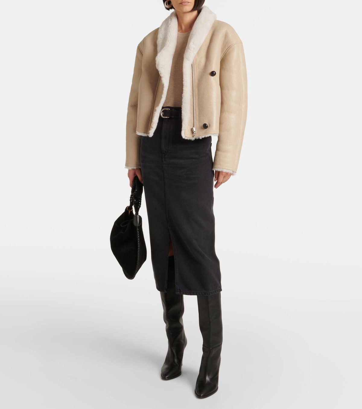 Isabel Marant Eriana shearling-trimmed leather jacket Isabel Marant