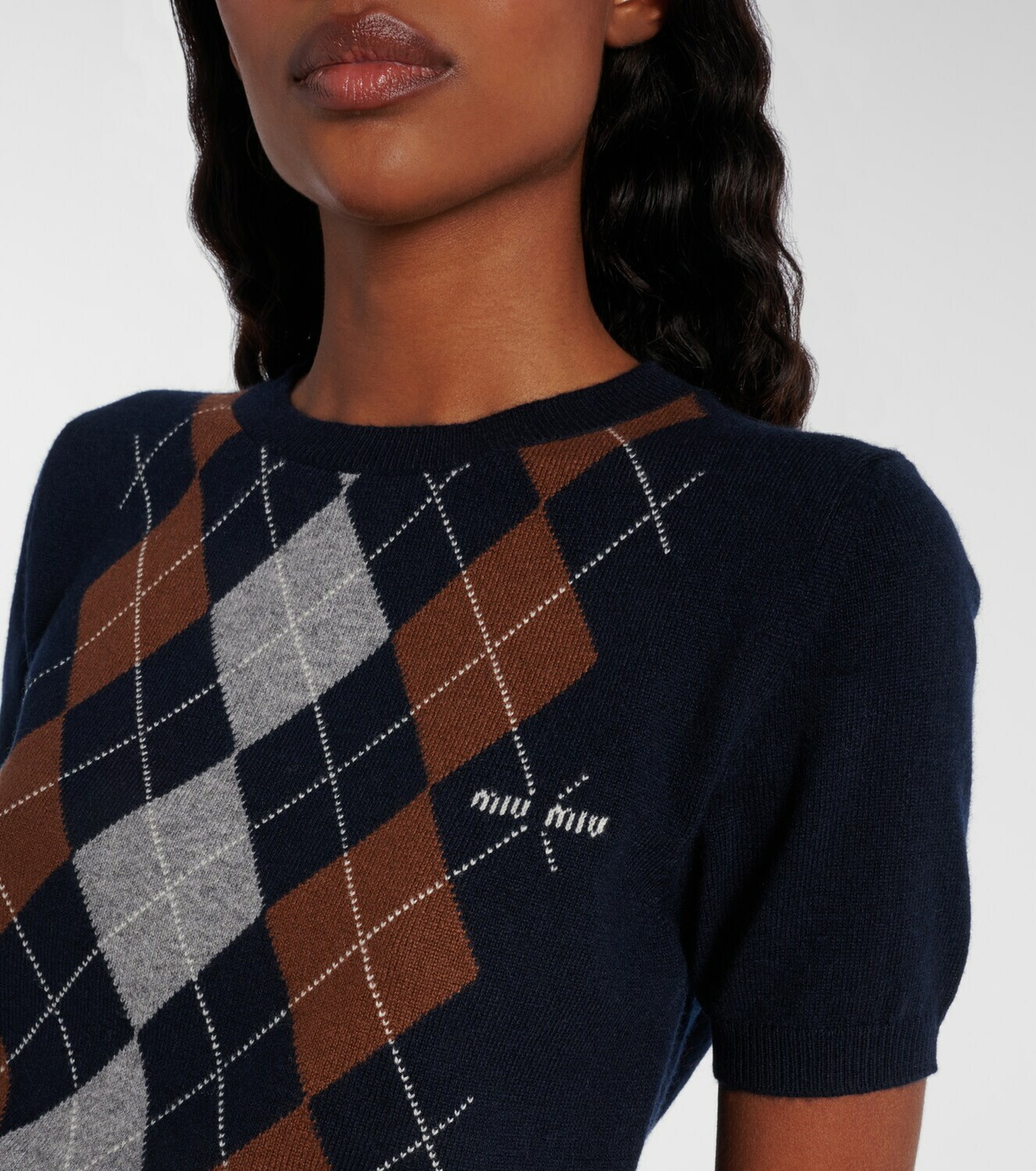 Miu Miu Argyle knitted cashmere top Miu Miu