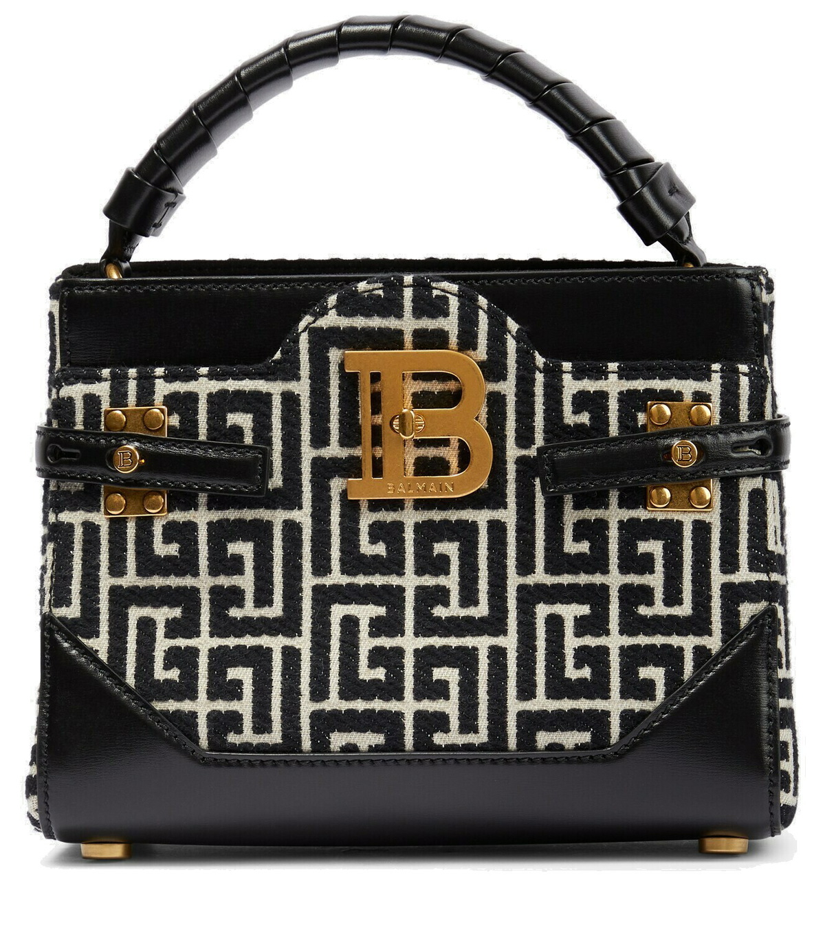 Balmain - B-Buzz 22 Small leather-trimmed shoulder bag Balmain