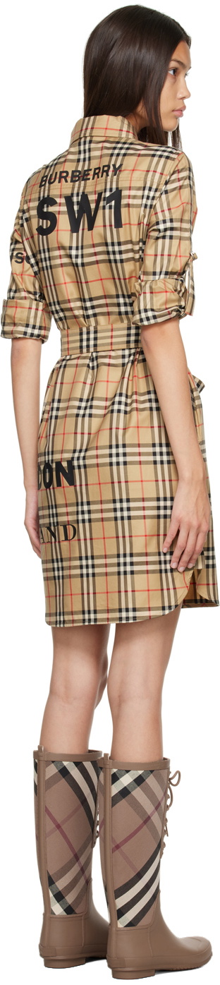 Burberry Beige Check Midi Dress Burberry