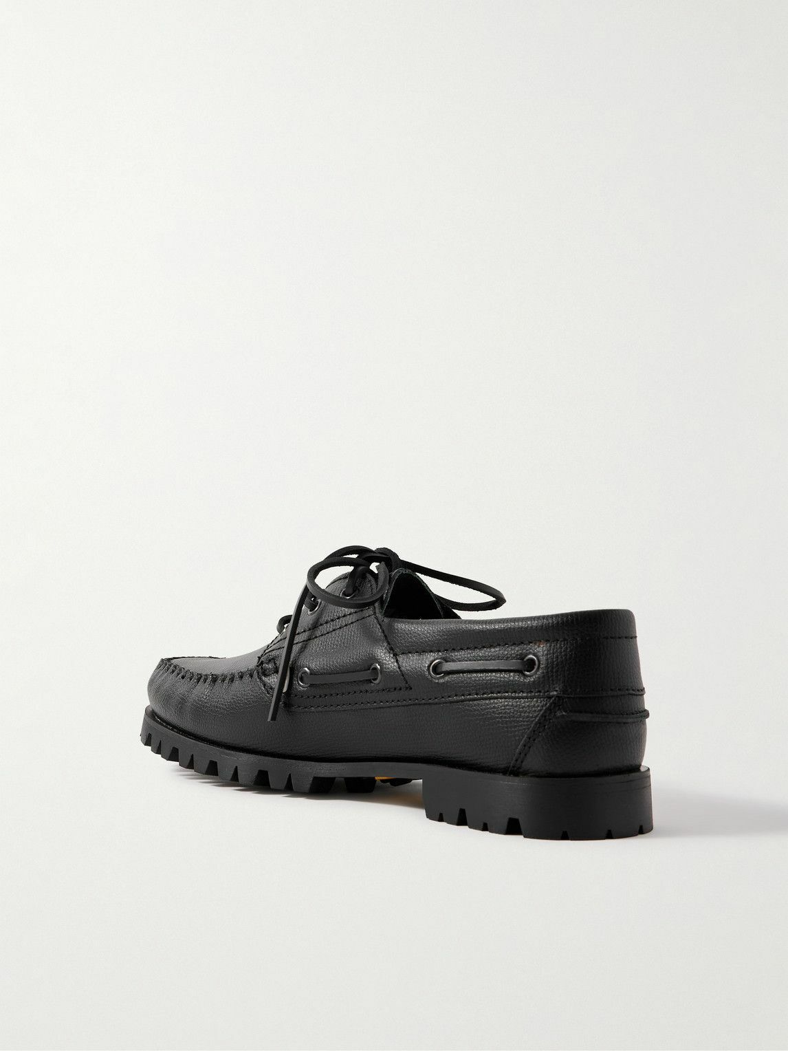 VINNY's - Aztec Full-Grain Leather Boat Shoes - Black VINNYs