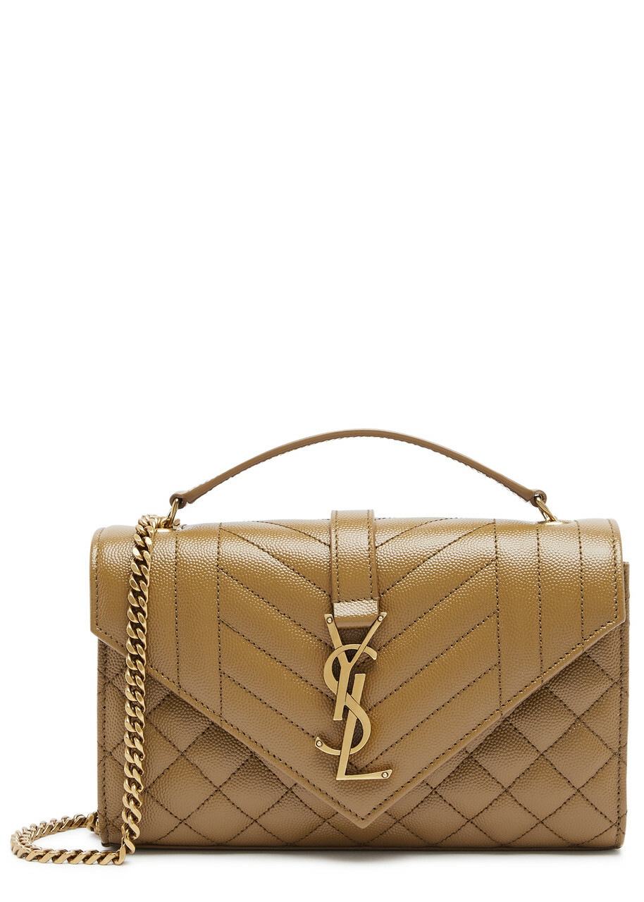 Saint Laurent Cassandra Small Quilted Shoulder Bag, Leather Bag, Brown ...