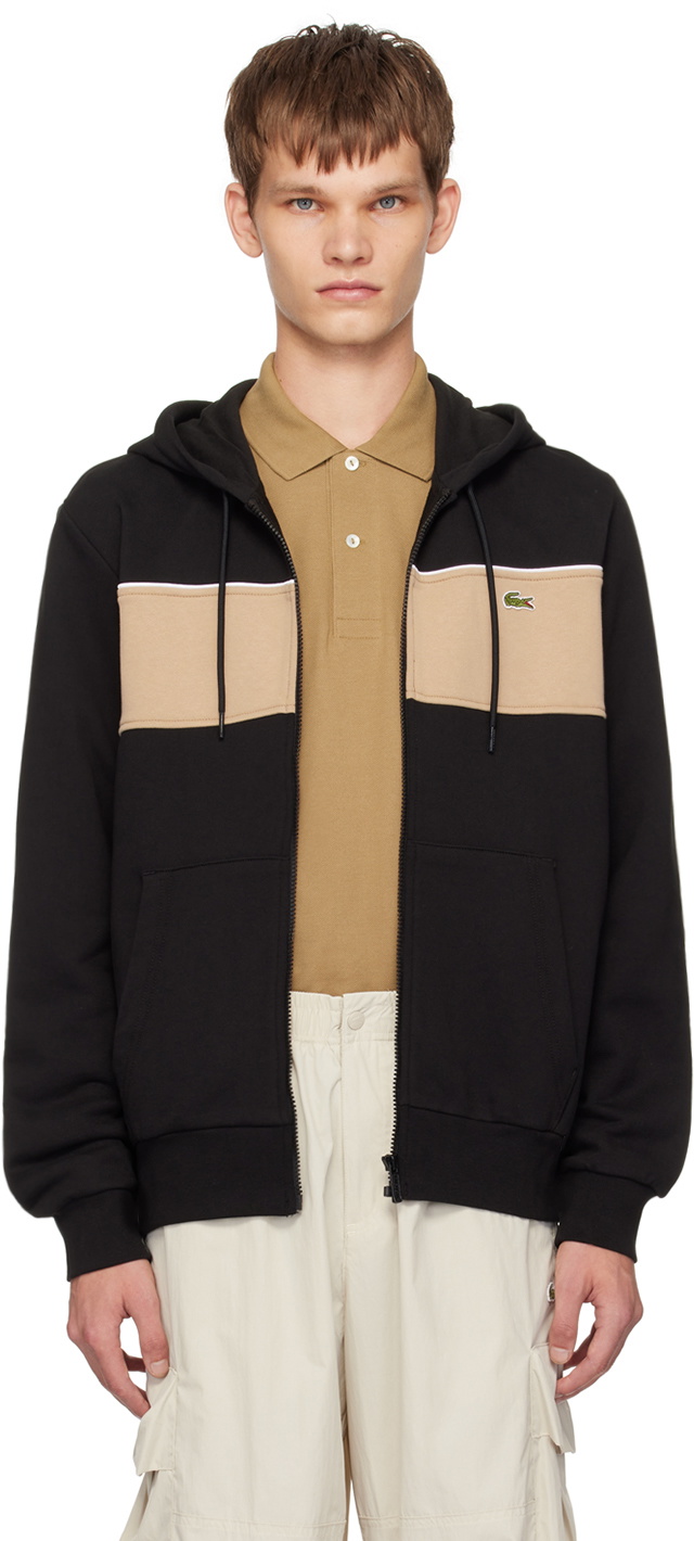 Lacoste Black Zip-Up Colorblock Hoodie Lacoste