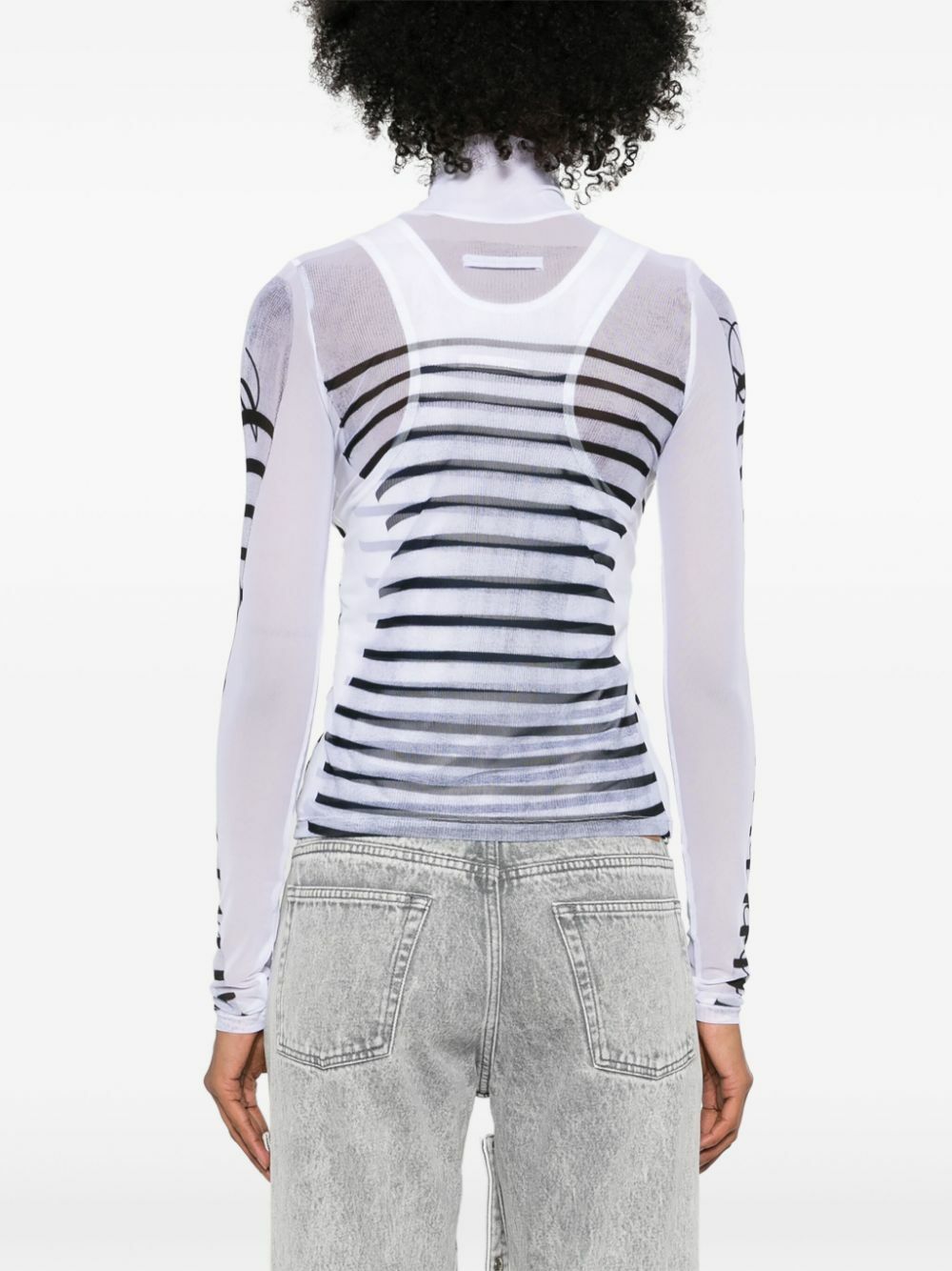 Jean Paul Gaultier White Striped Mesh Top Jean Paul Gaultier