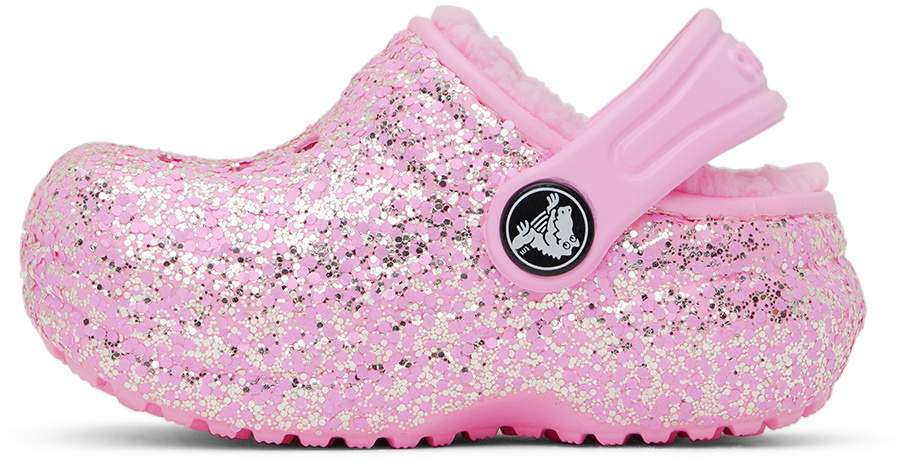 Crocs Baby Pink Classic Lined Glitter Clogs Crocs