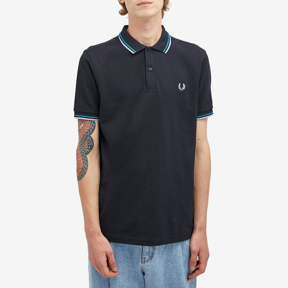 Fred Perry Men's Twin Tipped Polo in Navy/Blue/Violet Fred Perry