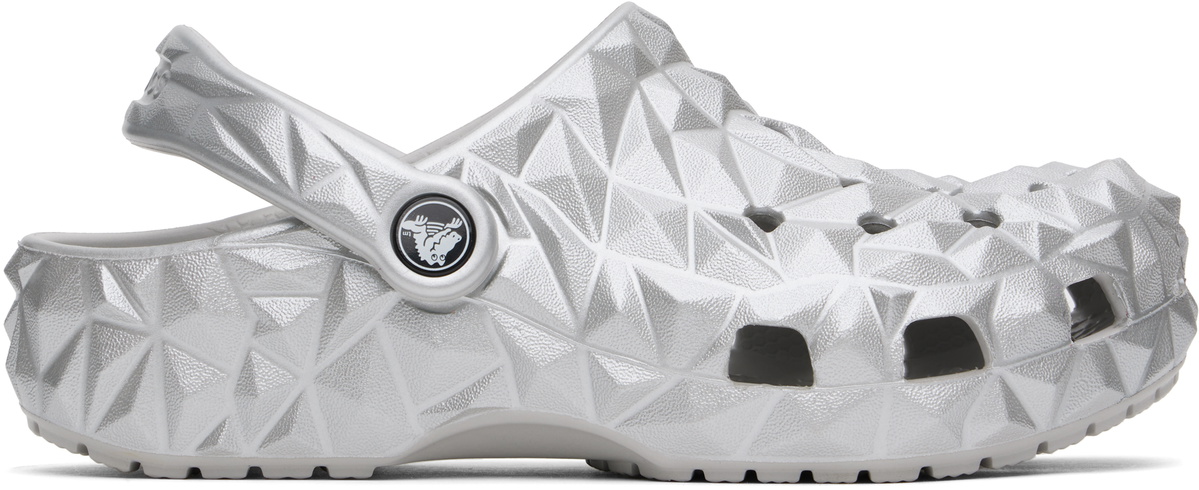 Crocs Silver Classic Metallic Geometric Clogs Crocs