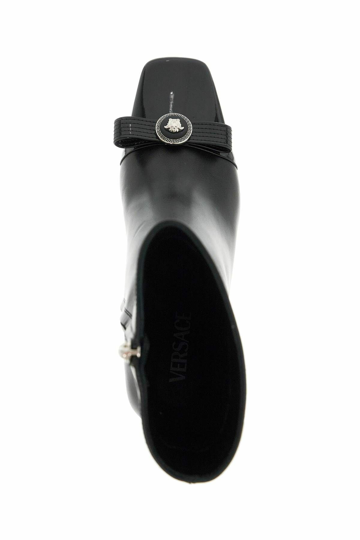 VERSACE gianni ribbon leather ankle boots with Black Versace