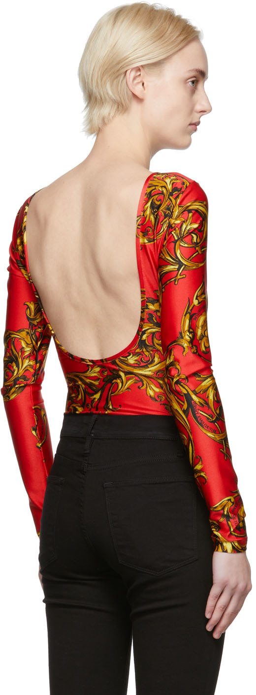 Versace Jeans Couture Red Regalia Baroque Bodysuit Versace