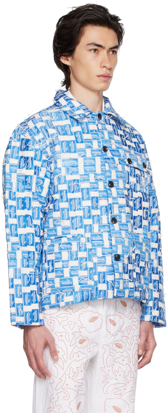 Bode Blue & Off-White Monday Label Jacket Bode