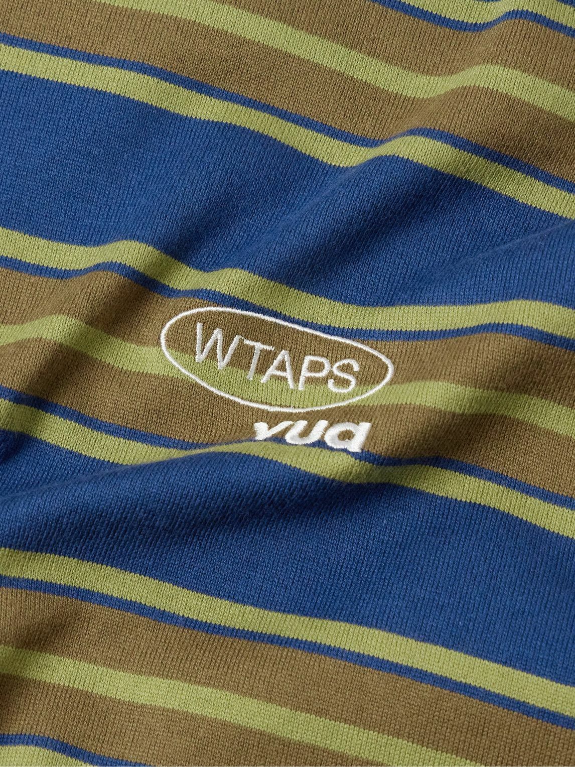 WTAPS - Logo-Embroidered Striped Cotton-Jersey T-Shirt - Blue WTAPS