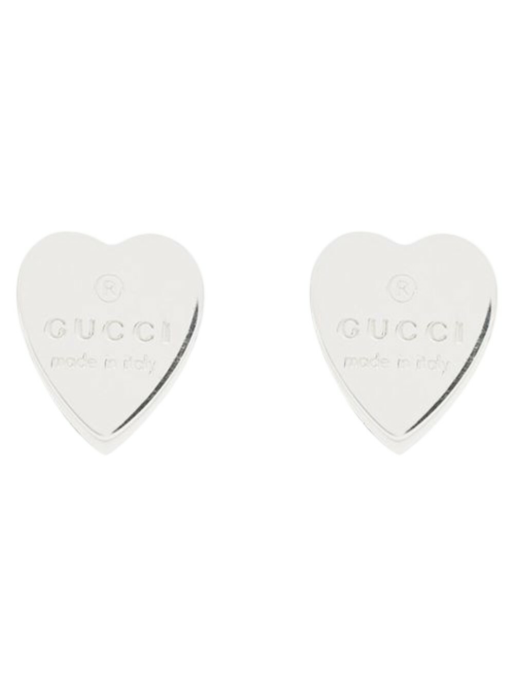 Gucci Sterling Silver Logo-Engraved Trademark Stud Earrings Gucci