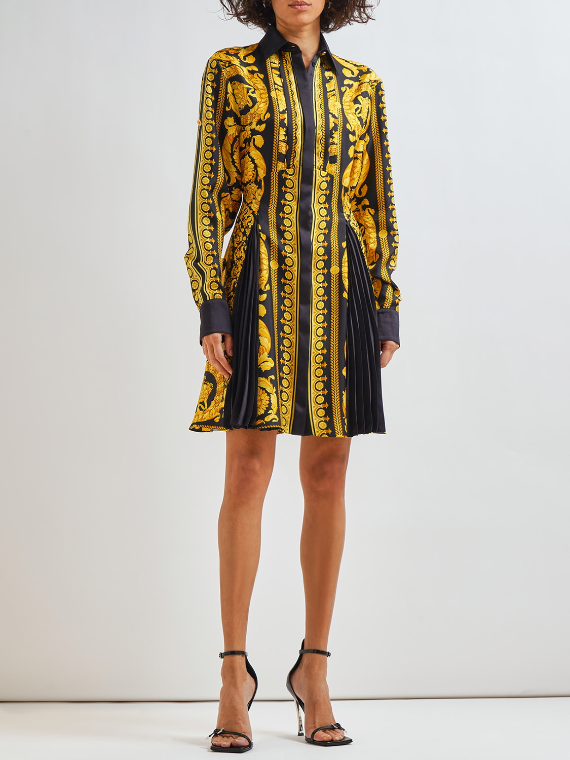 VERSACE - Barocco Print Silk Twill Shirt Dress Versace