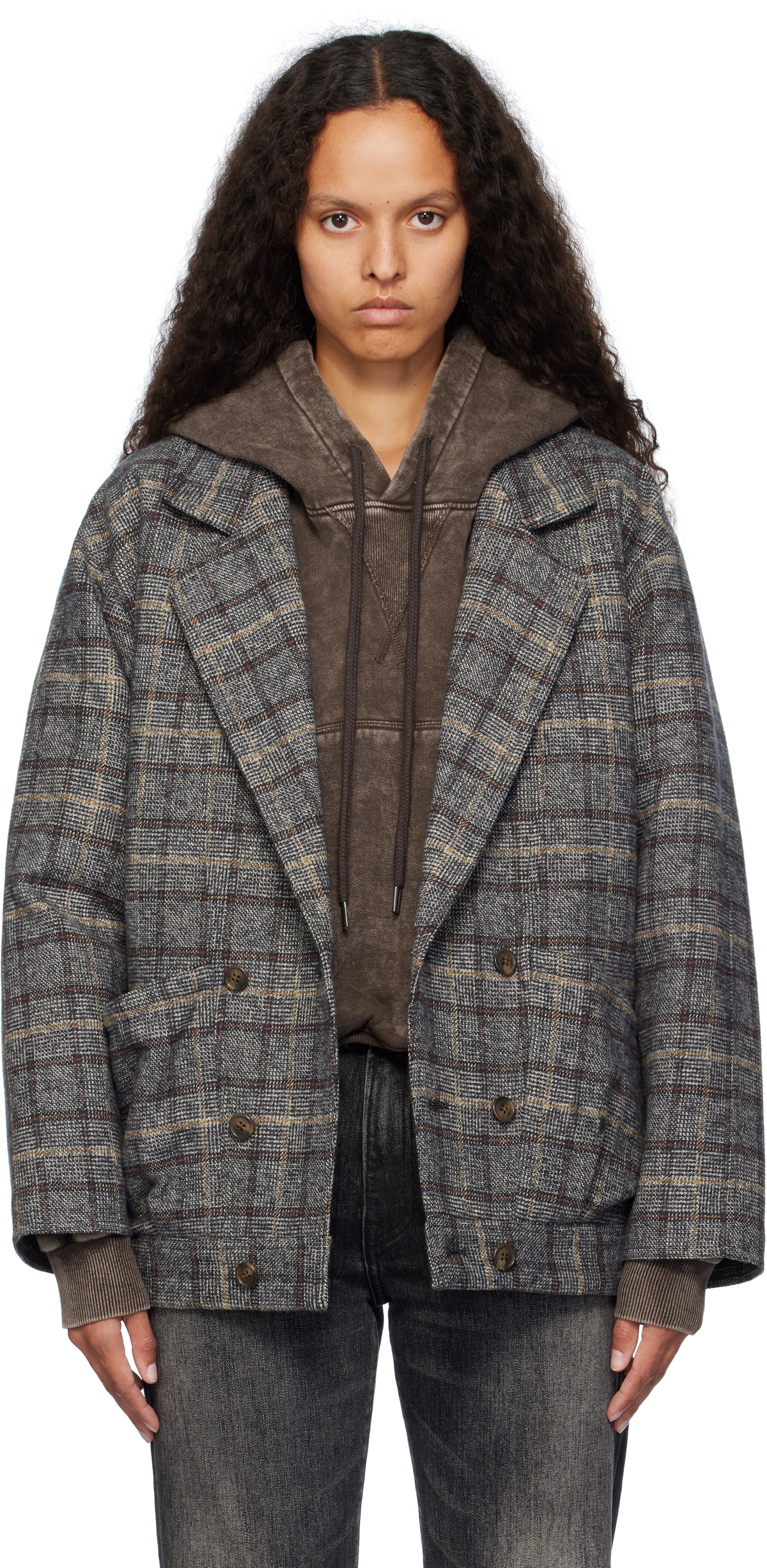 R13 Gray Double-Breasted Jacket R13