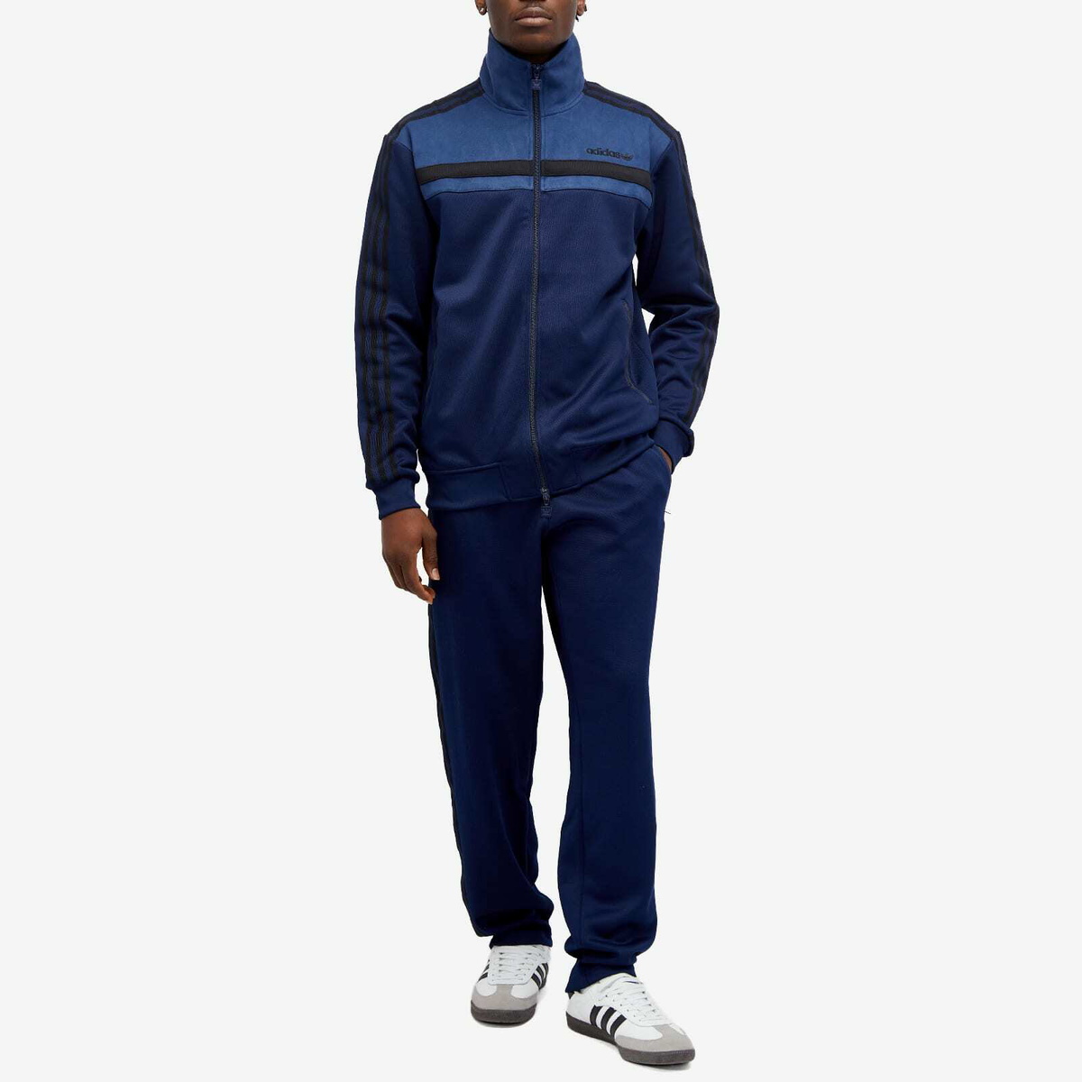 Adidas Men's Premium Essentials Track Top in Wonder White/Night Indigo ...