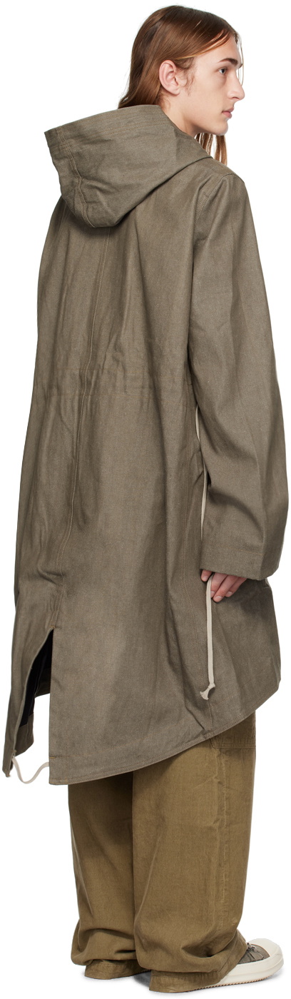 Rick Owens DRKSHDW Taupe Fishtail Coat Rick Owens Drkshdw