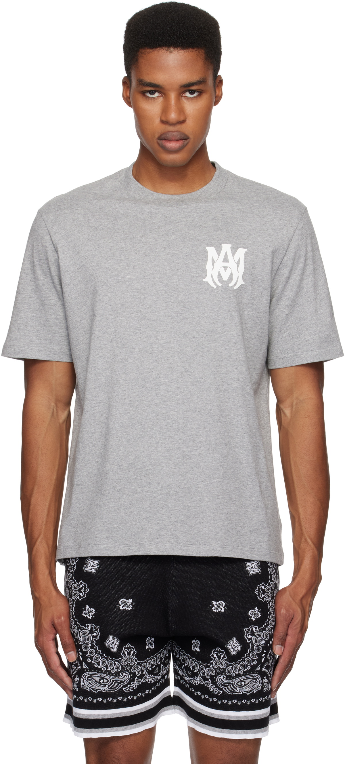 AMIRI Gray 'MA' Core Logo T-shirt Amiri