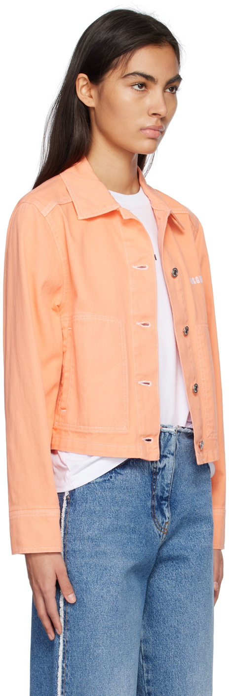 MSGM Orange Embroidered Denim Jacket MSGM