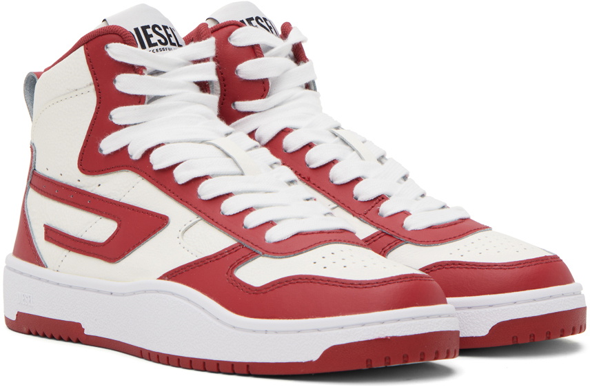 Diesel White & Red S-Ukiyo V2 Mid Sneakers Diesel