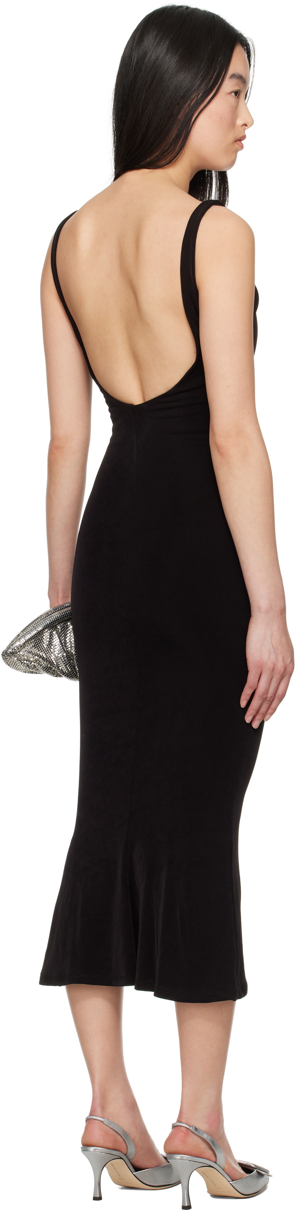 Mirror Palais Black Iman Supermodel Midi Dress Mirror Palais