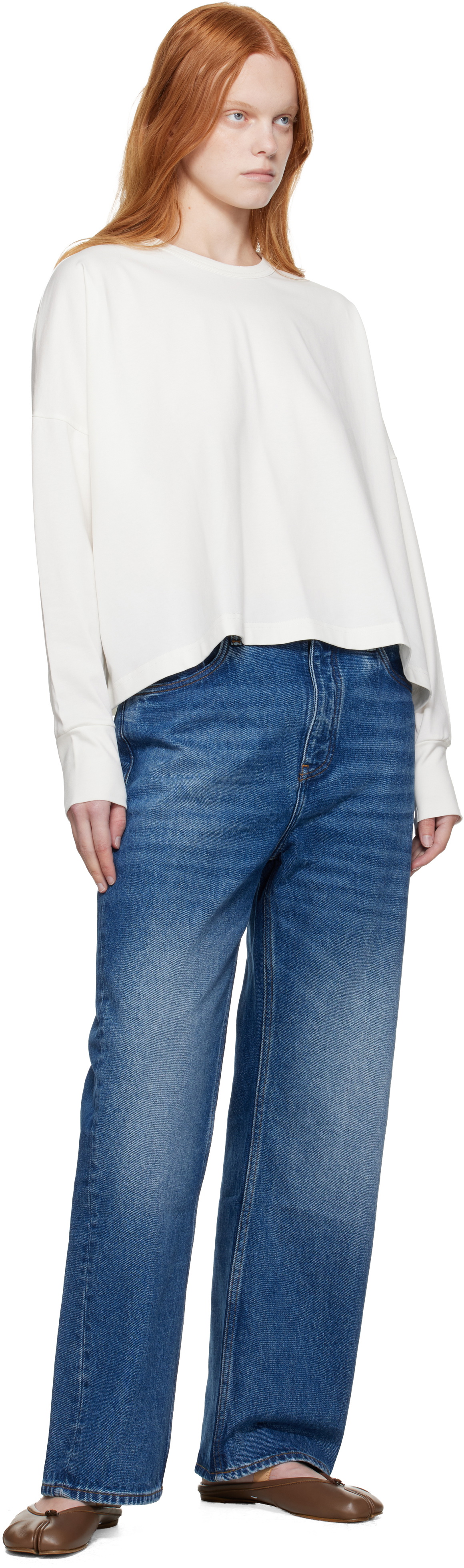 Studio Nicholson White Loop Long Sleeve T-shirt Studio Nicholson