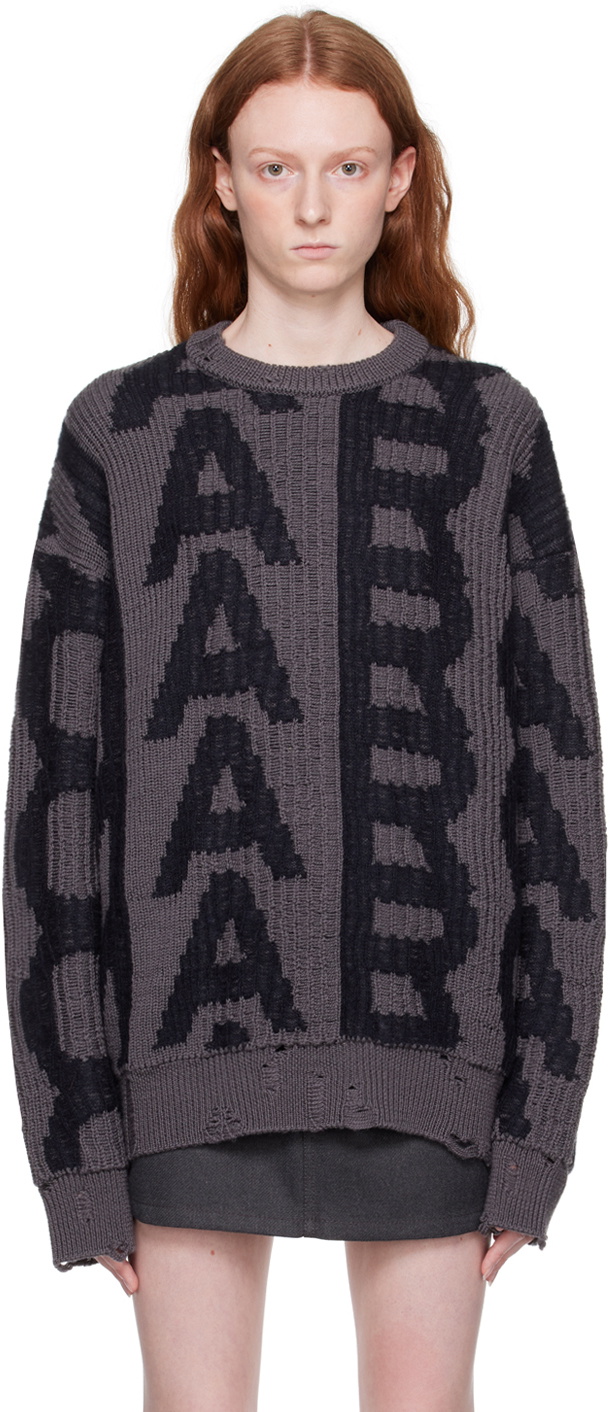 Marc Jacobs Gray 'The Monogram Distressed' Sweater Marc Jacobs