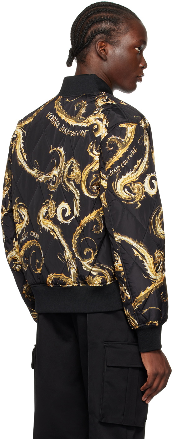 Versace Jeans Couture Black Chromo Couture Reversible Bomber Jacket Versace