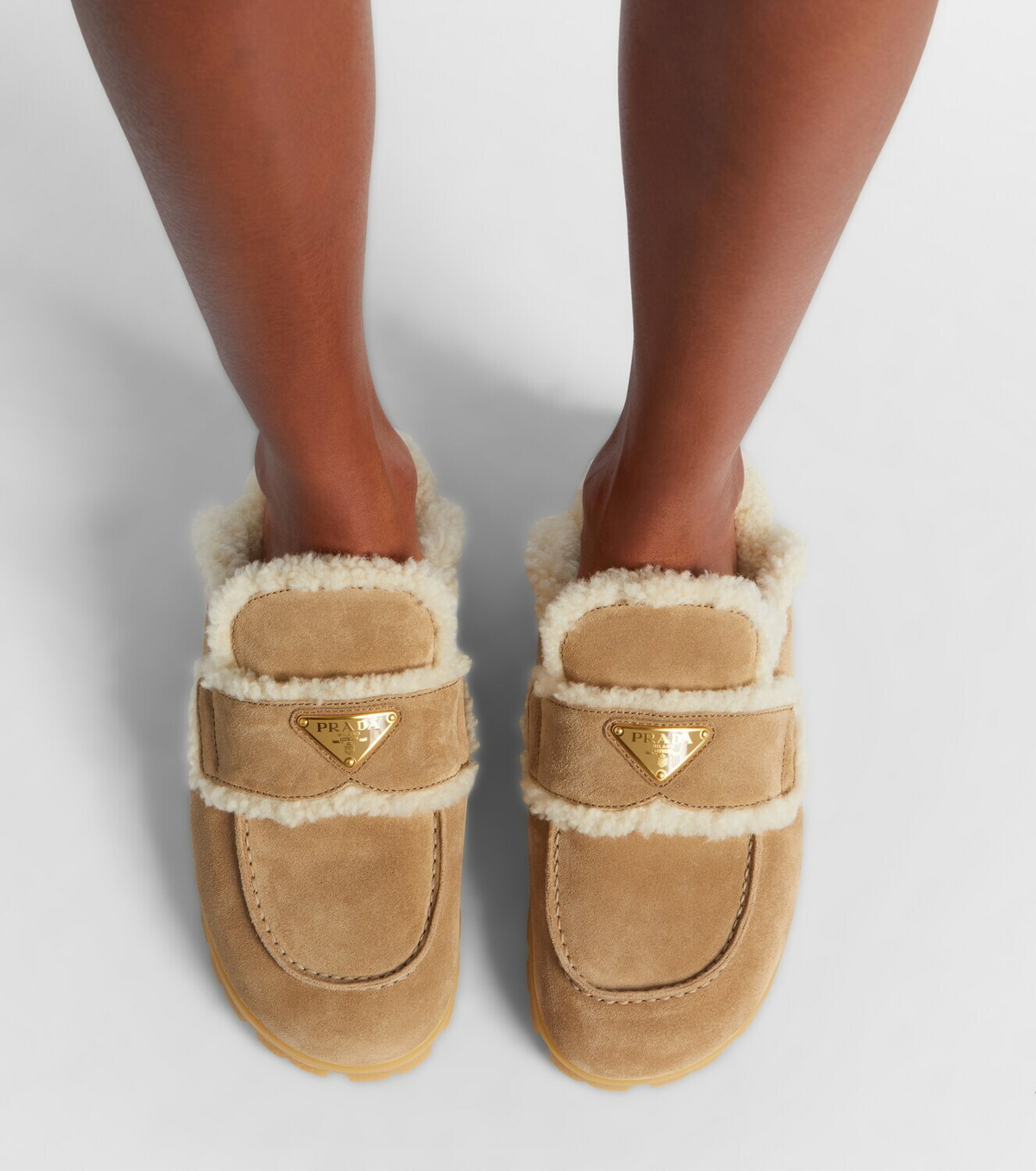 Prada Shearling-lined suede mules Prada