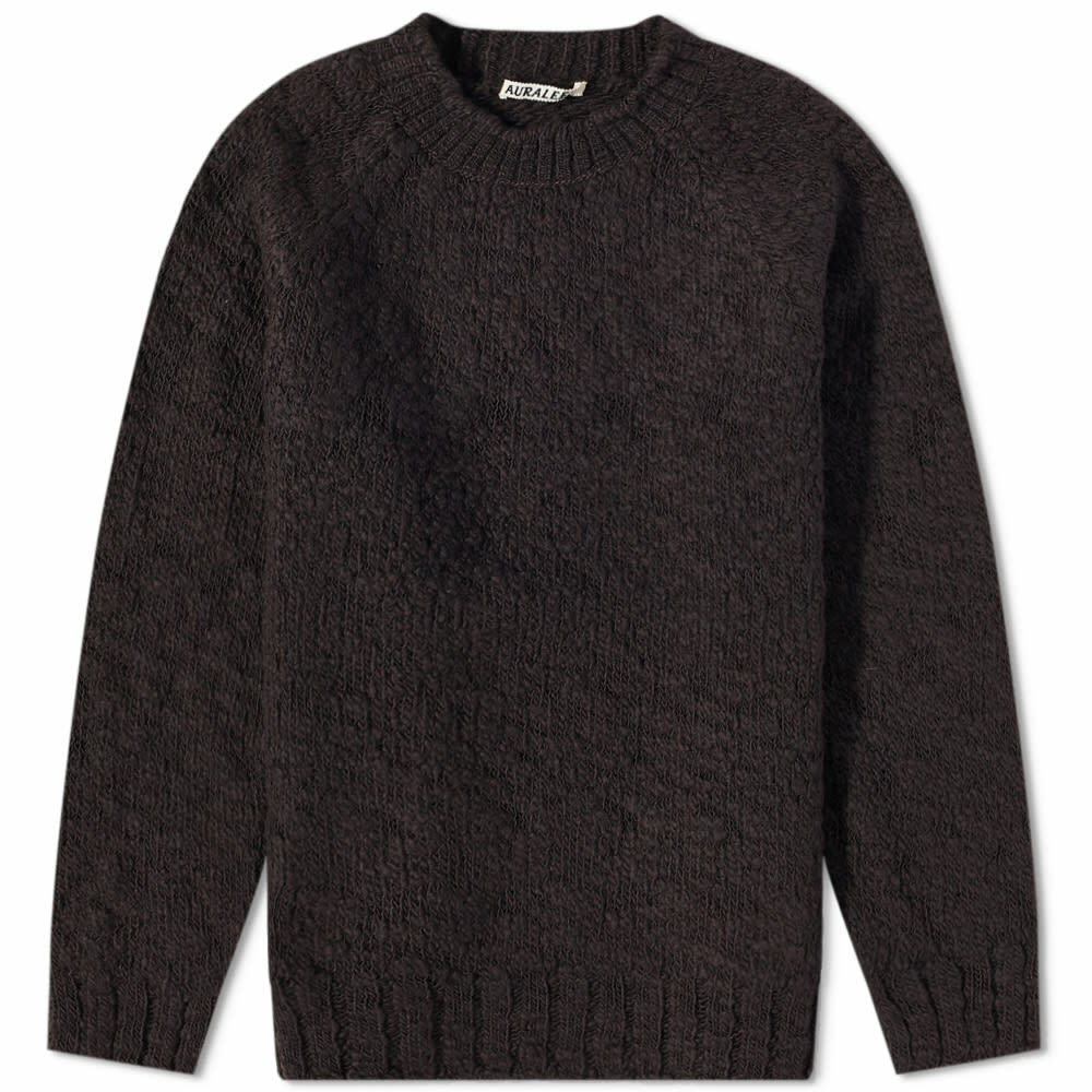 Auralee Men's Slub Crew Knit in Dark Brown Auralee