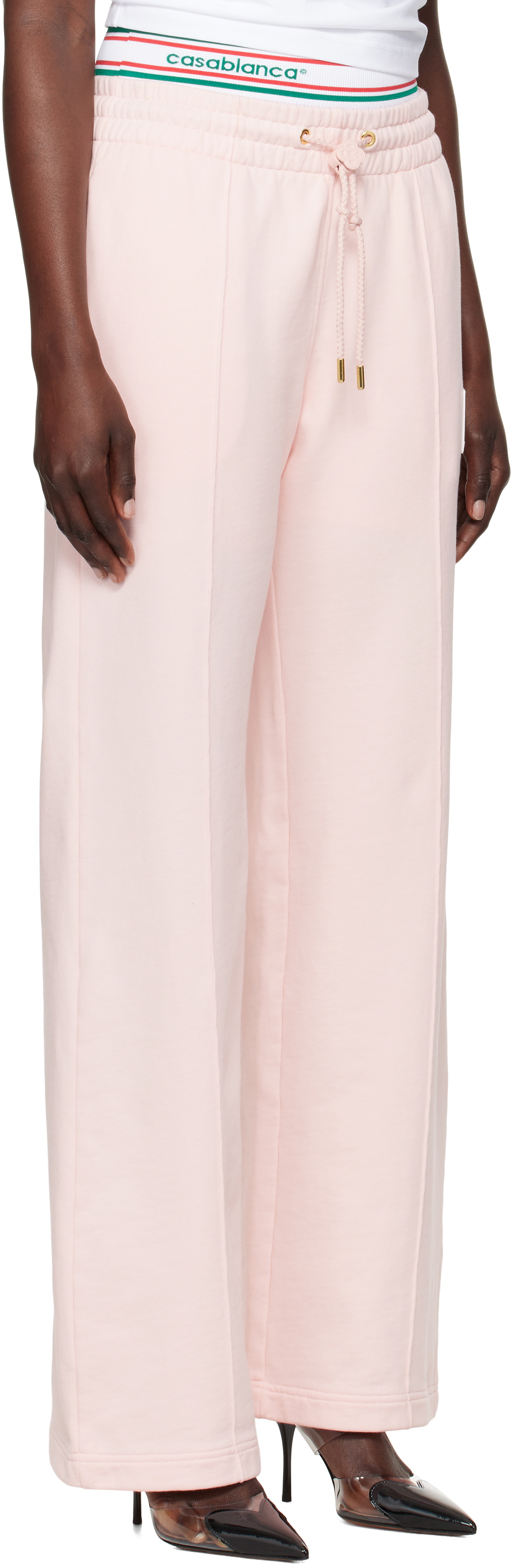 Casablanca Pink Greek Temple Patch Open Hem Lounge Pants Casablanca
