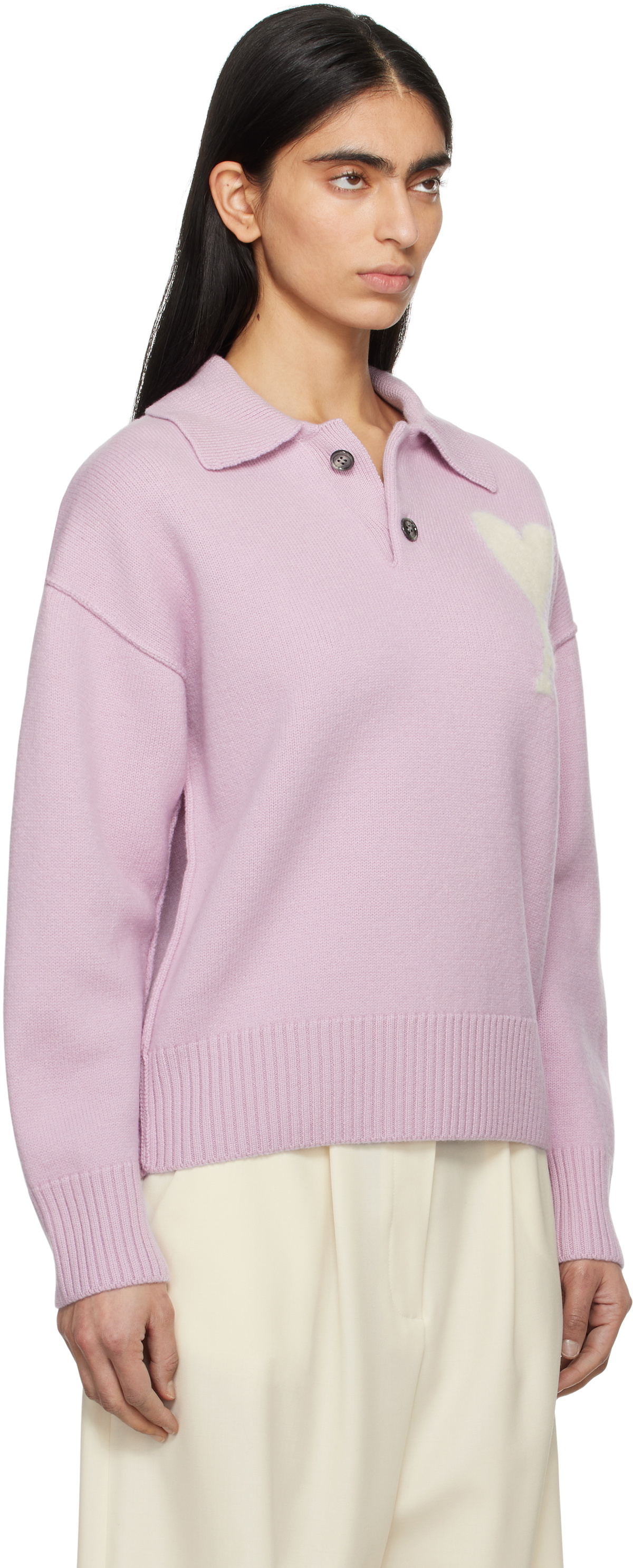 AMI Paris Purple Wool Ami de Coeur Polo AMI