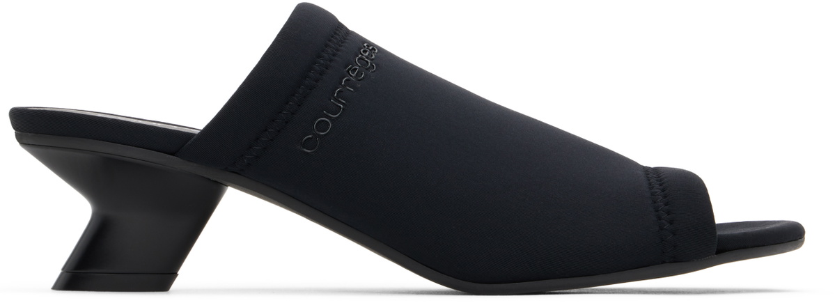 Courrèges Black Wet Scuba Heeled Mules Courreges