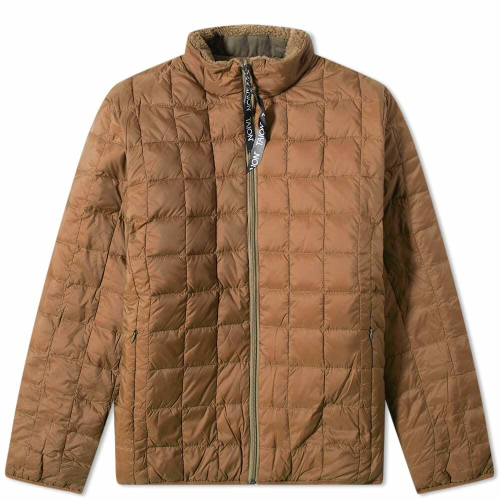 Taion Men's Reversible Boa Fleece Down Jacket in Light Brown/Beige ...